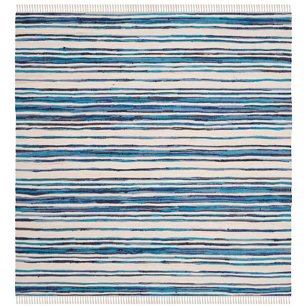 Safavieh Rag Rug Webster Ivory / Blue 4 ft. X 4 ft. Square Area Rug ...