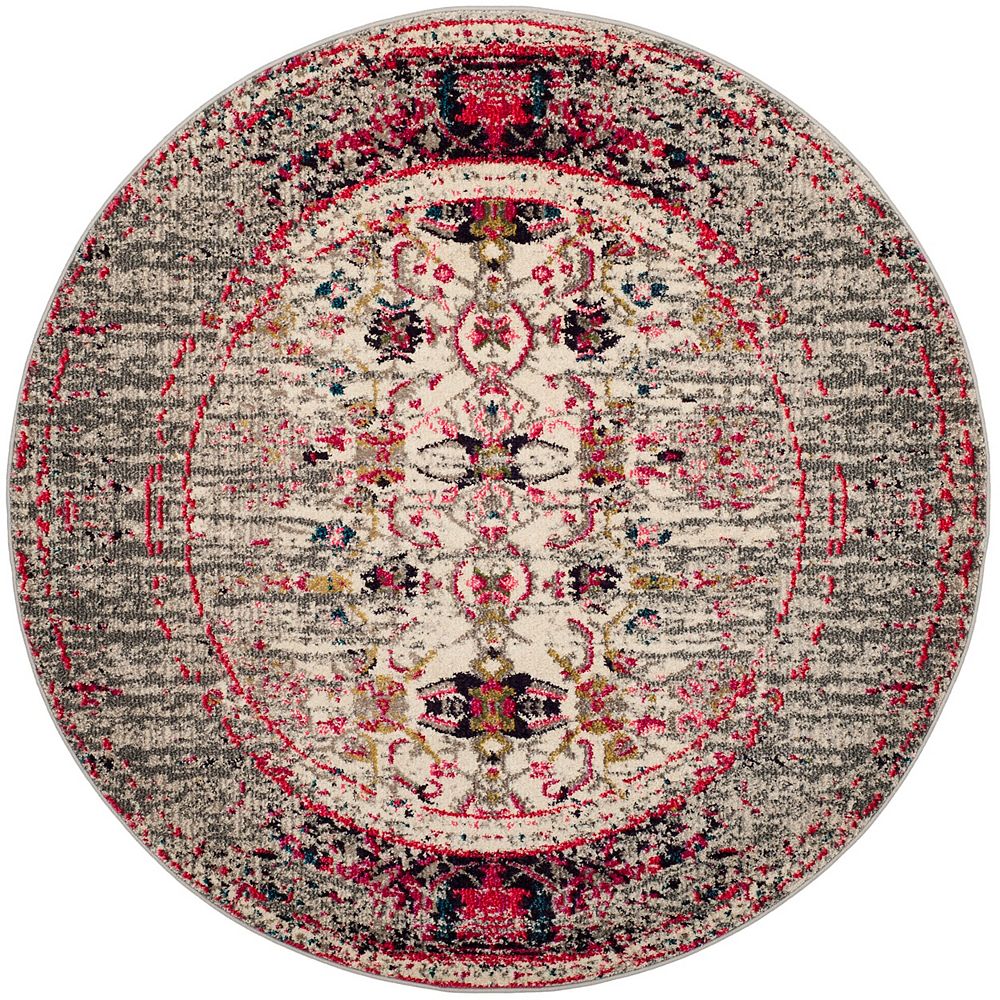 Safavieh Monaco Phil Grey / Ivory 5 ft. X 5 ft. Round Area Rug | The ...