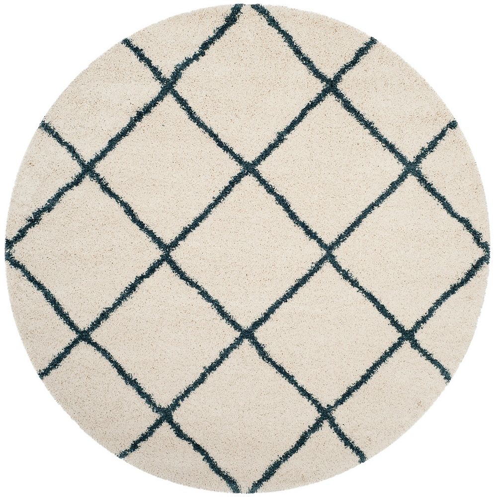 Safavieh Hudson Shag Stewart Ivory / Slate Blue 7 ft. X 7 ft. Round ...