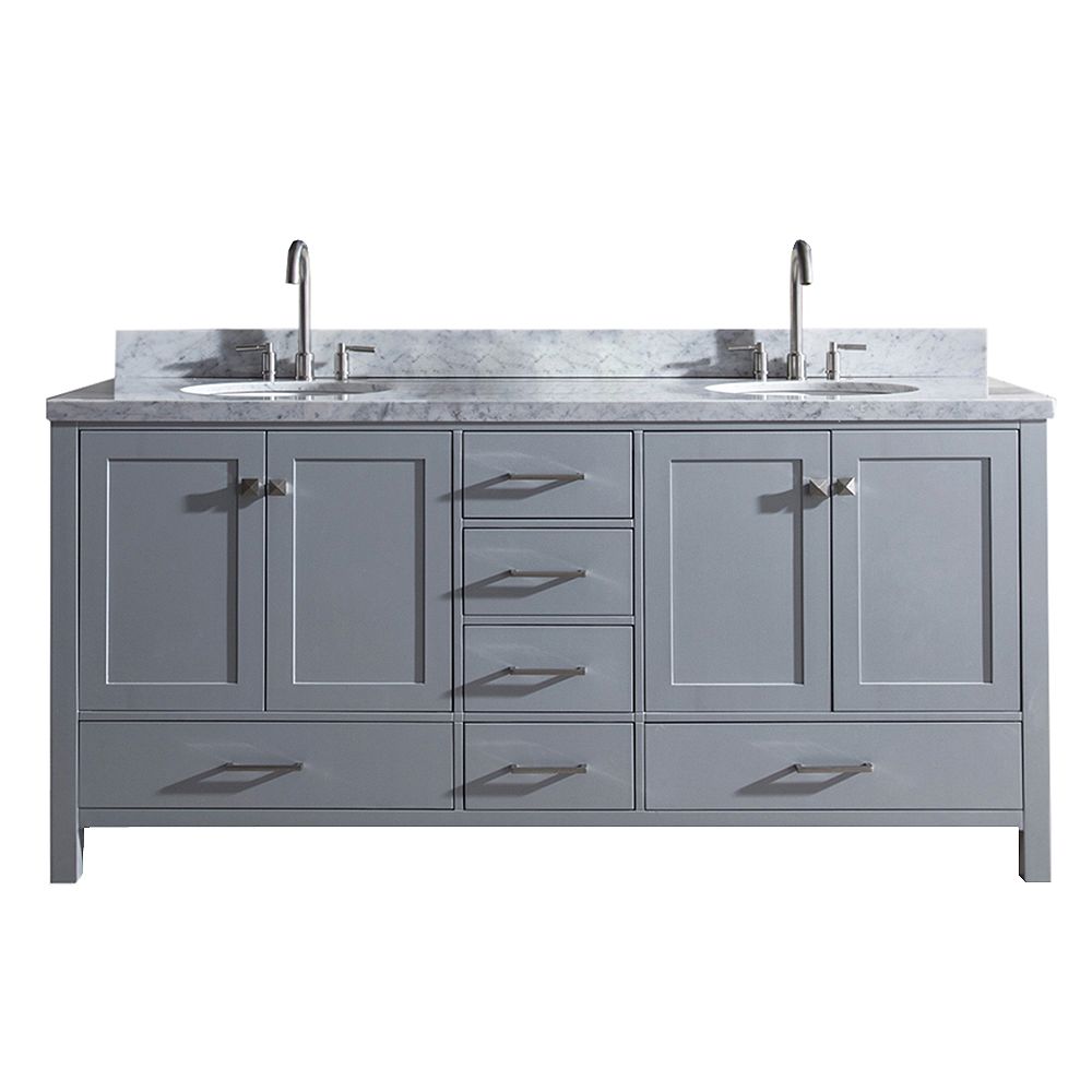 ARIEL Cambridge 73 inch Double Oval Sink Vanity In Grey | The Home ... ARIEL Cambridge 73 inch Double Oval Sink Vanity In Grey | The Home ...