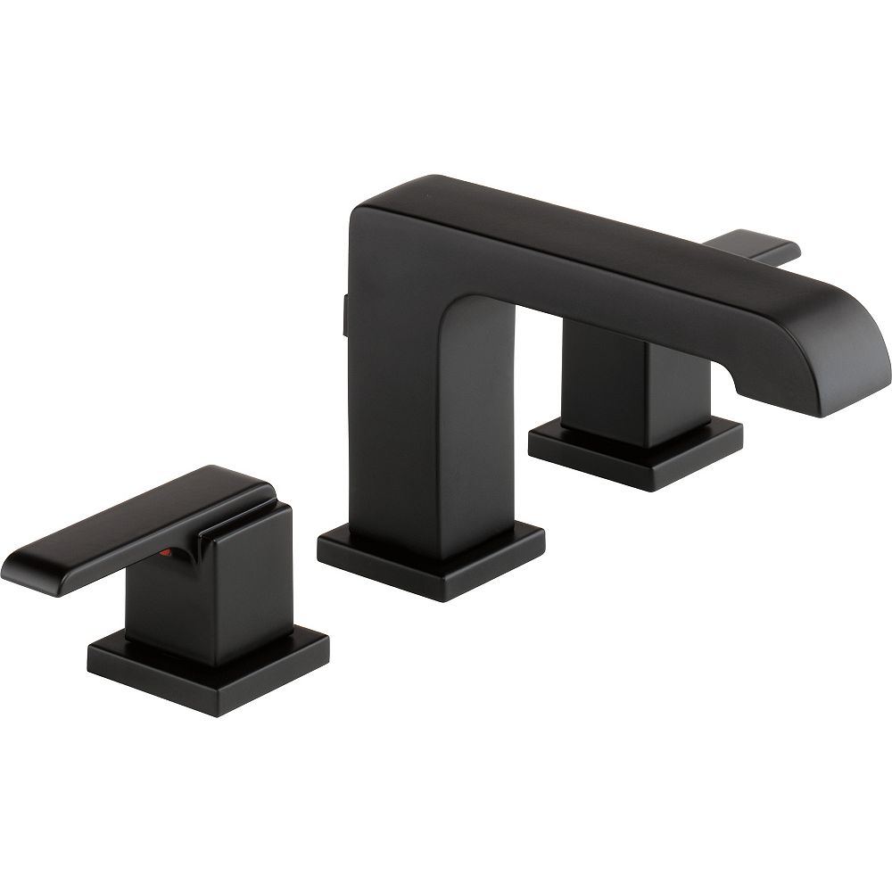 Delta Ara Two Handle Widespread Lavatory Faucet - Metal Pop-Up, Matte Black | The Home Depot Canada
