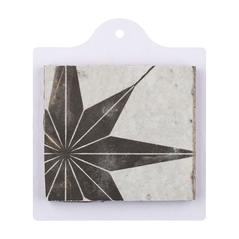 Merola Tile Sample - Kings Star Nero 6-inch x 6-inch Ceramic Floor and ...