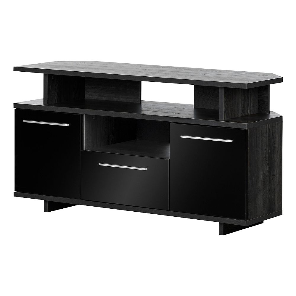 South Shore Meuble TV en coin Reflekt, Chêne gris et noir | Home Depot ...