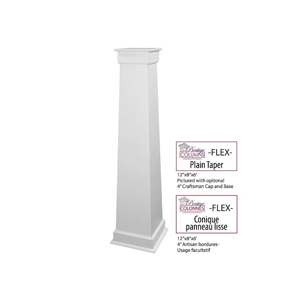 Prestige Products Column - PVC, Tapered FLEX, Plain Panel, 12 inch -8 ...