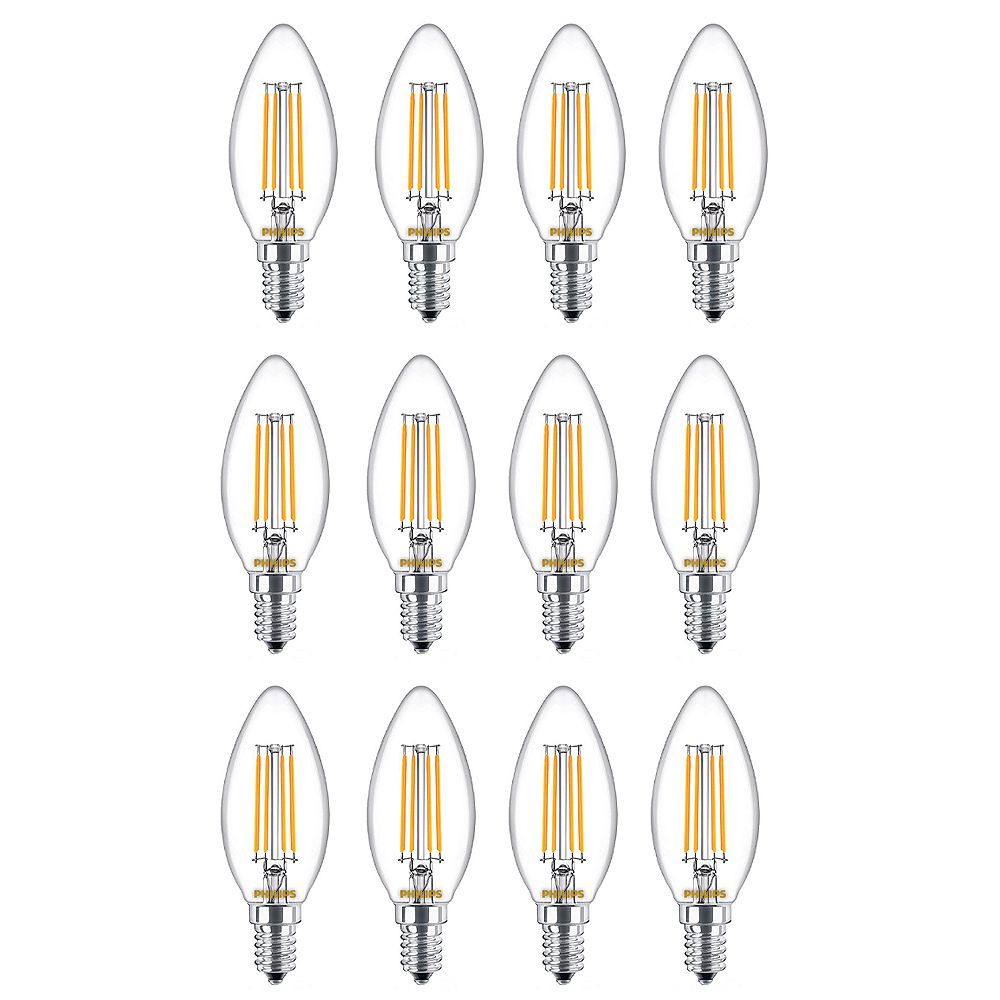 Philips 25W Equivalent Soft White Glass (2700K) Chandelier Candelabra ...
