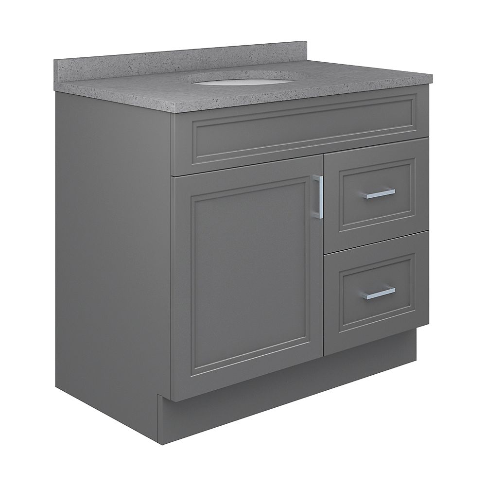 Magick Woods Sutton 37-inch W 22-inch D Vanity with Pewter Integrated ...