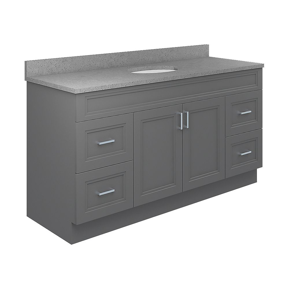 Magick Woods Sutton 61-inch W 22-inch D Vanity with Pewter Integrated ...