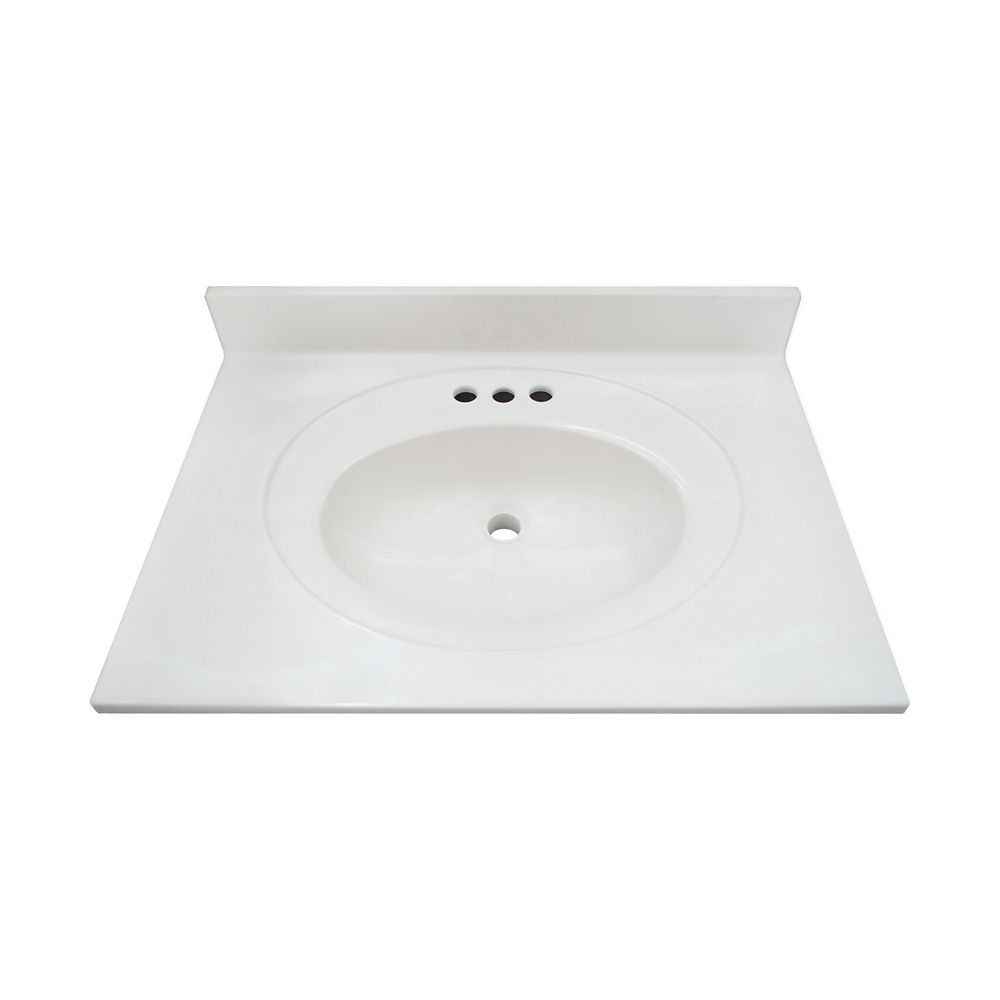 Magick Woods White Swirl 25-inch 22-inch Cultured Marble Oval Recessed ...