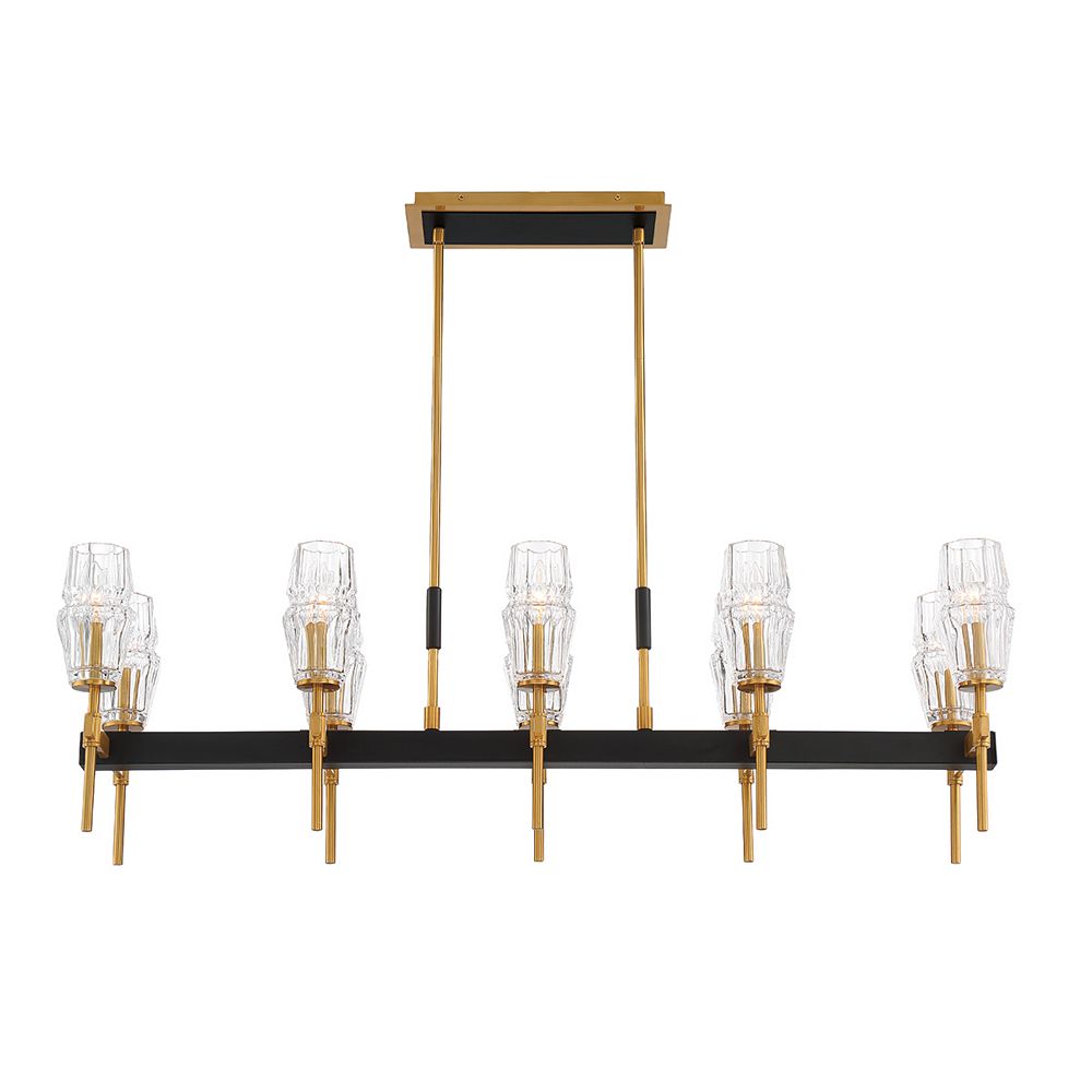 Eurofase Gladstone Retro Gold and Black 10-Light Linear Chandelier ...