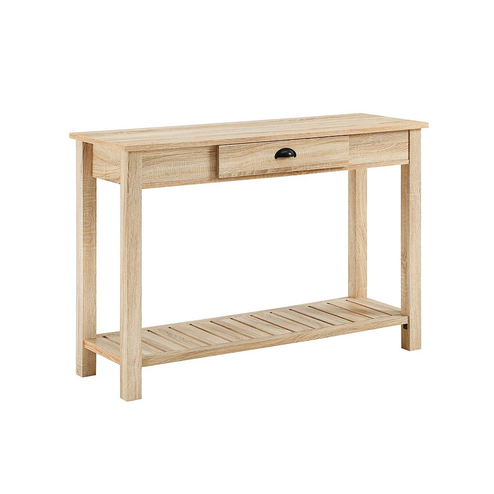 Welwick Designs Rustic Farmhouse Entryway Table with Storage - Natural ...