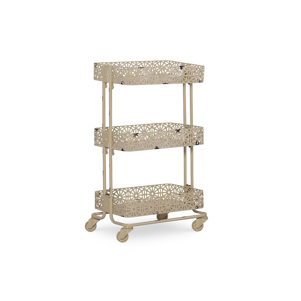 Linon Home Decor Cream Metal Three Tier Cart | The Home Depot Canada