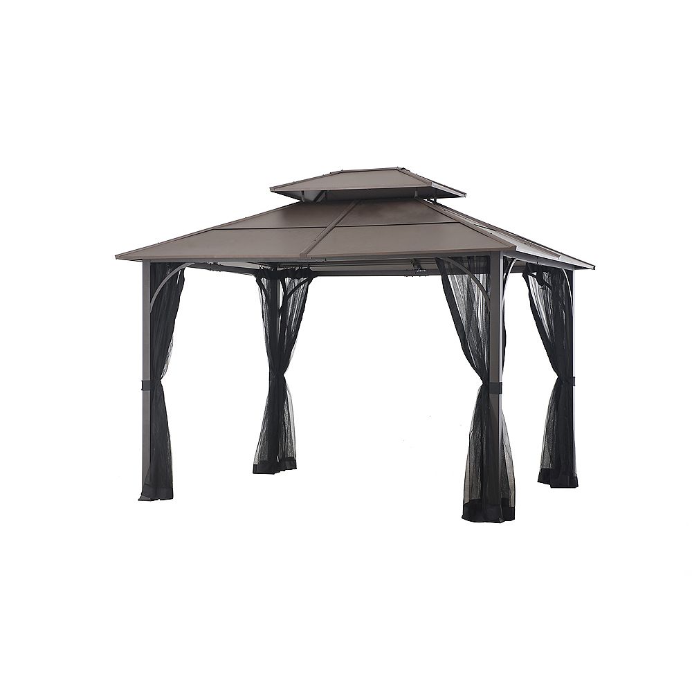 Hampton Bay Pavillon de jardin à toit rigide Farrington, 12 pi x 14 pi ...