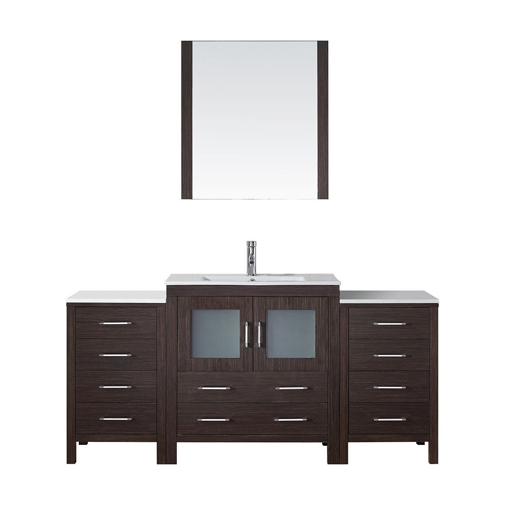Virtu USA Dior 68-inch Single Vanity in Espresso with Ceramic Top ...