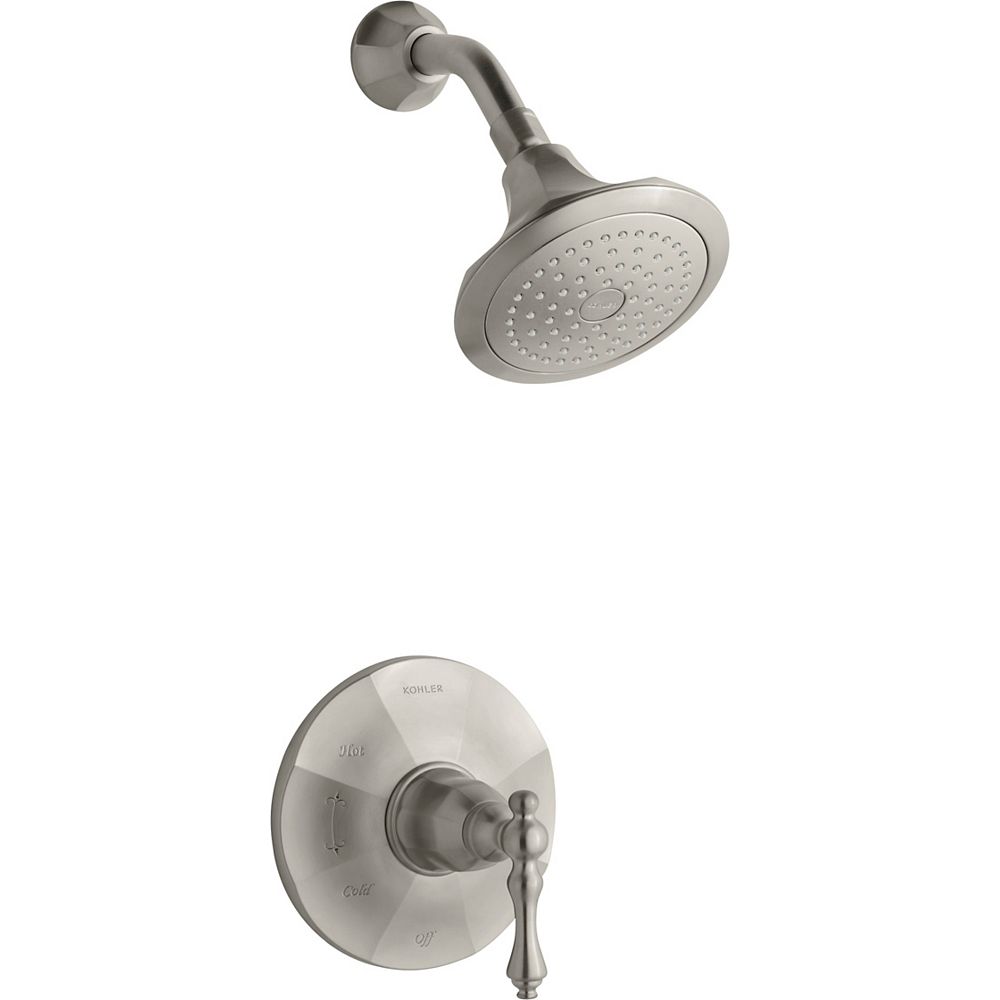 KOHLER Rite-Temp shower valve trim with lever handle and showerhead in ...