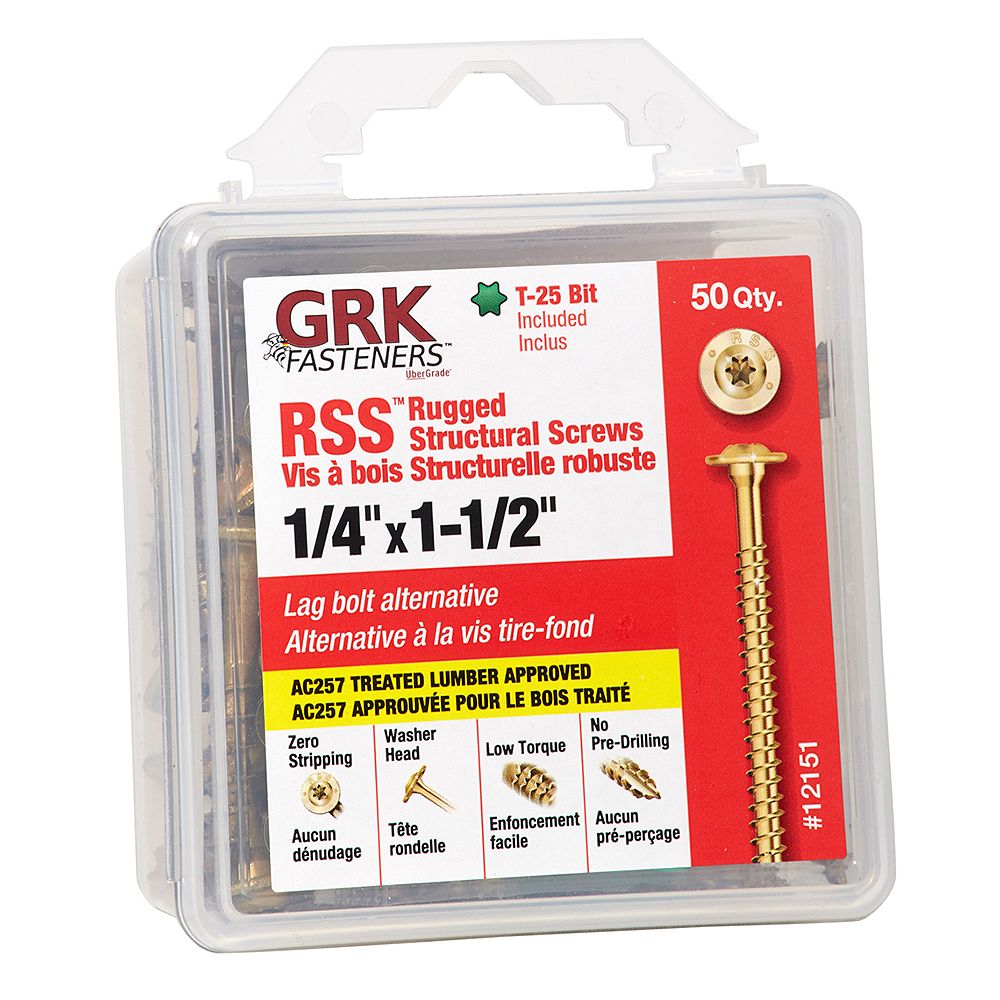 GRK GRK 1 4 X 1 1 2 inch GRK RSS Rugged Structural Screws 50pcs The grk-grk-1-4-x-1-1-2-inch-grk-rss-rugged-structural-screws-50pcs-the