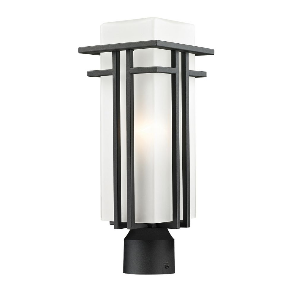 Filament Design 1-Light Black Outdoor Post Mount Light with Matte Opal ...
