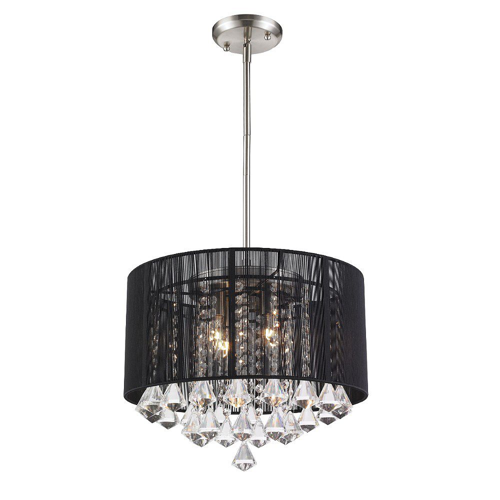 Filament Design 4-Light Brushed Nickel Pendant with Black Silk String ...