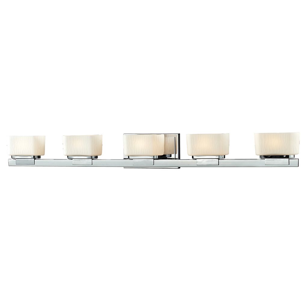 Filament Design 5-Light Chrome Vanity with Matte Opal Glass - 5 inch ...