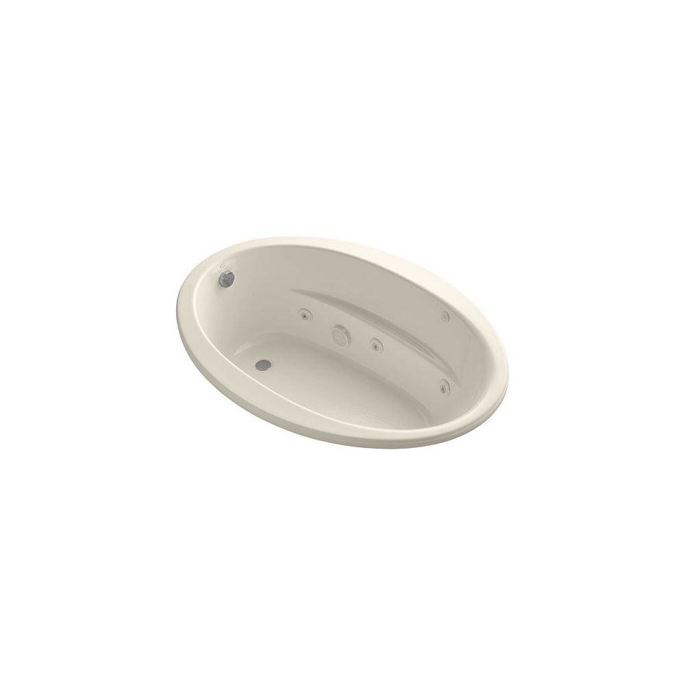 KOHLER 60 inch x 42 inch oval drop-in whirlpool with heater in Almond ...