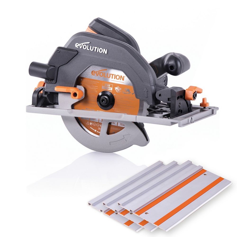 Evolution Power Tools 15 Amp 7-1/4 in. Circular Track Saw Kit w/ Multi ...