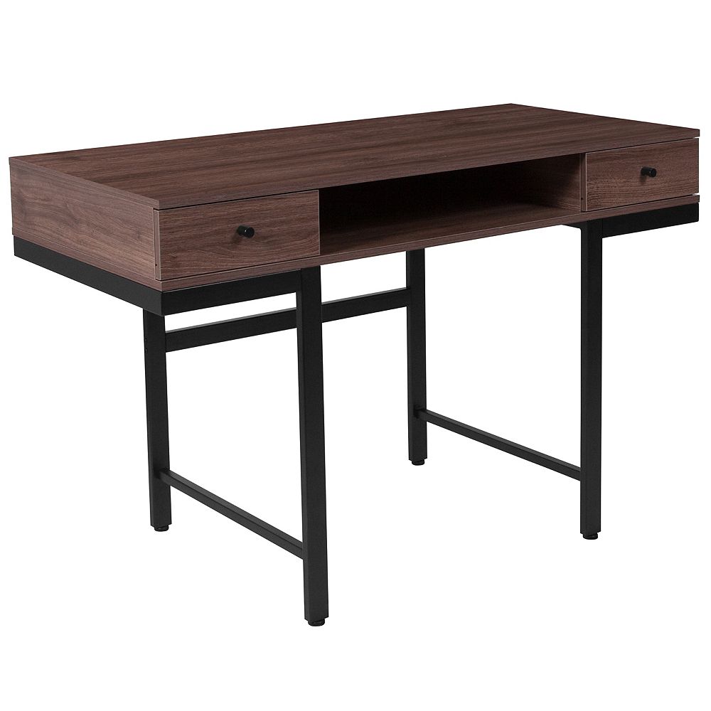 Flash Furniture Dark Ash Desk with Drawers | The Home Depot Canada