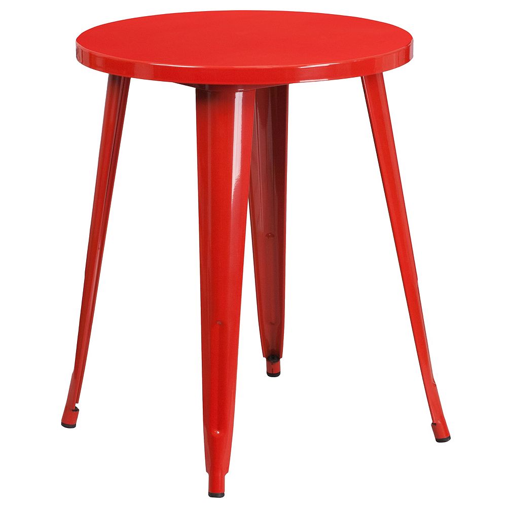 Flash Furniture Table intérieure-extérieure en métal rouge ronde de 24 ...