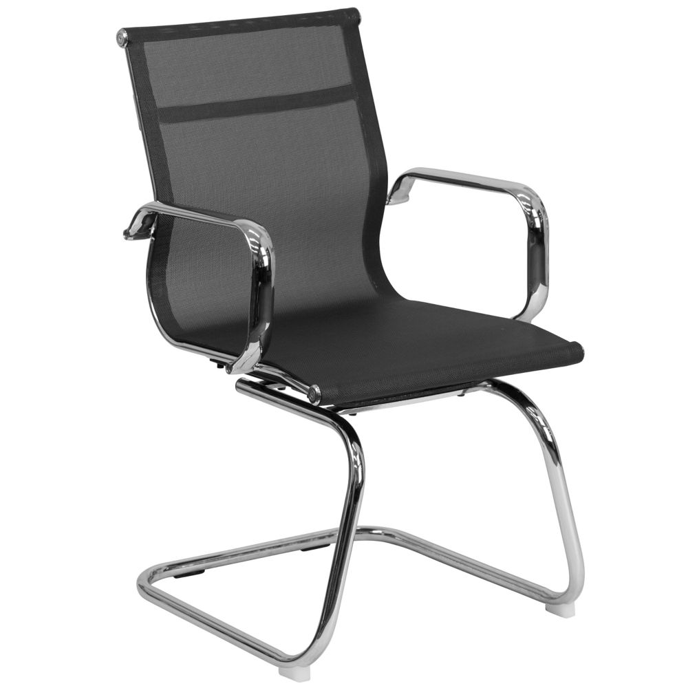 Flash Furniture Chaise de réception auxiliaire en maille noire ...