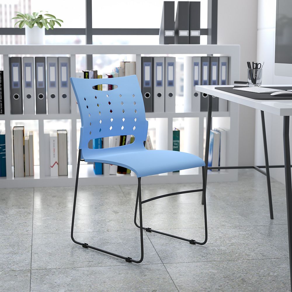 Flash Furniture Blue Plastic Stack Chair | The Home Depot Canada