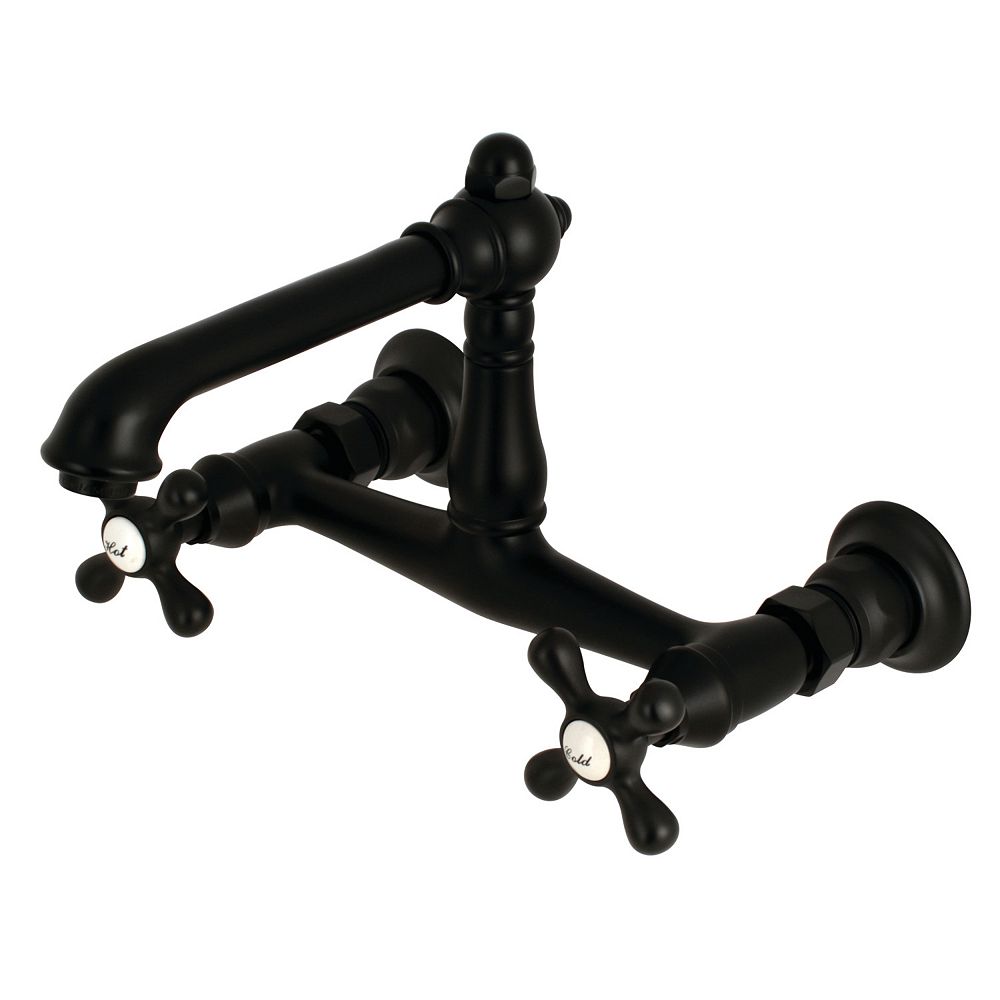 Kingston Brass English Country Solid Cross 2 Handle Wall Mount Kitchen