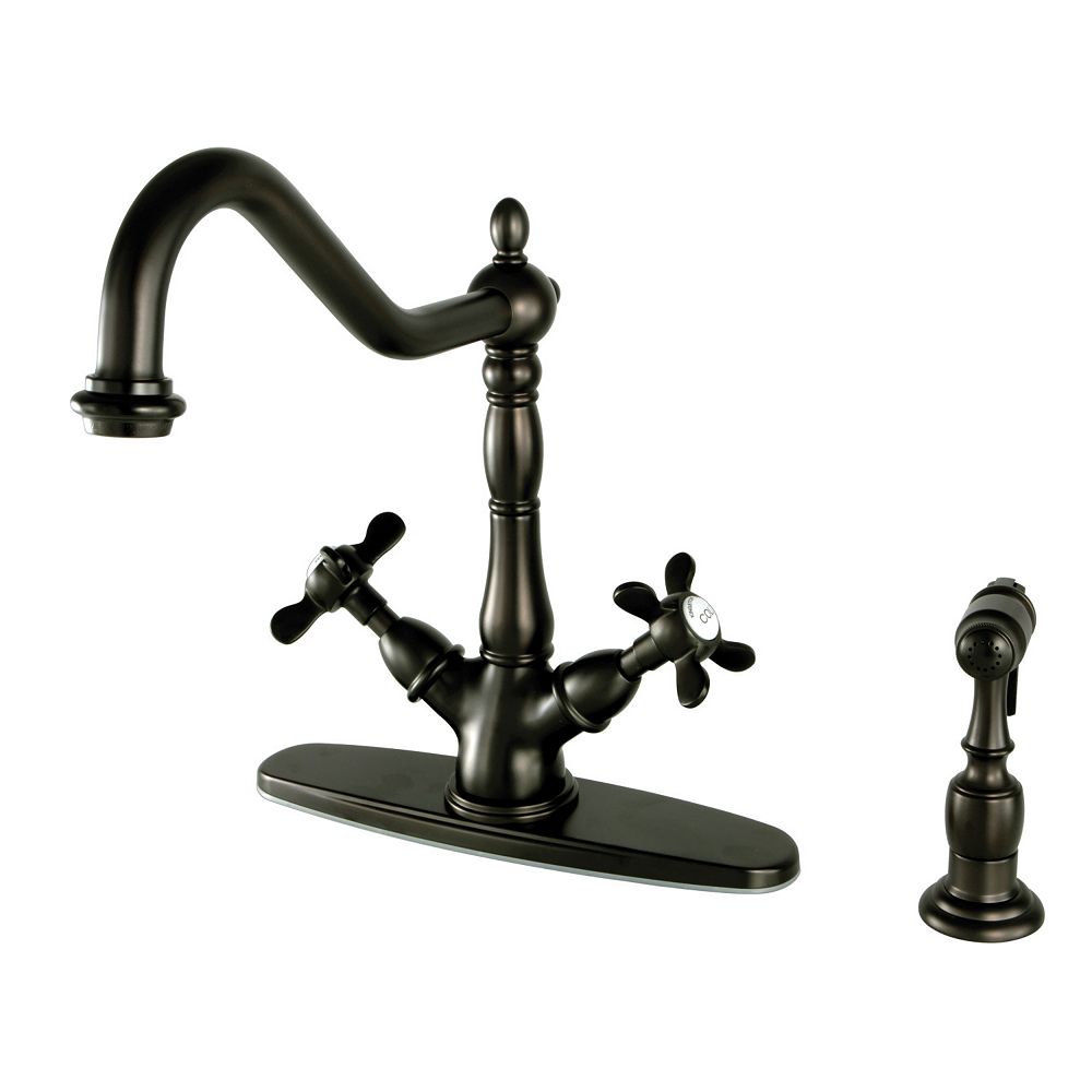 Kingston Brass Victorian French Cross 2-Handle Standard Kitchen Faucet ...