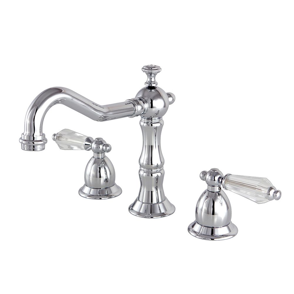 Kingston Brass Transitional Crystal 8 in. Widespread 2-Handle High-Arc ...