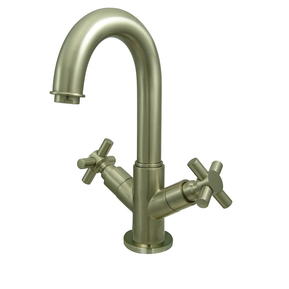 Kingston Brass Euro Single Hole 2-Handle Bathroom Faucet in Satin ...
