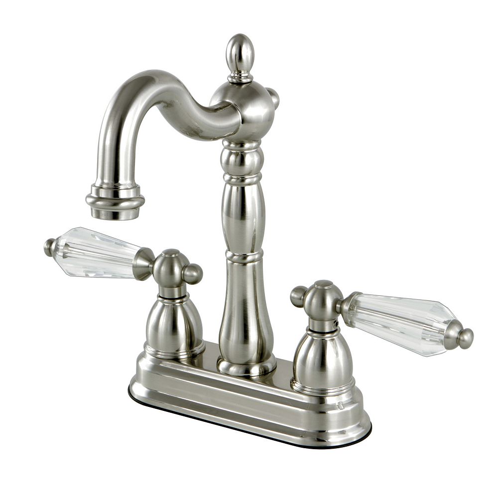 Kingston Brass Victorian Crystal 2 Handle Bar Faucet In Satin Nickel
