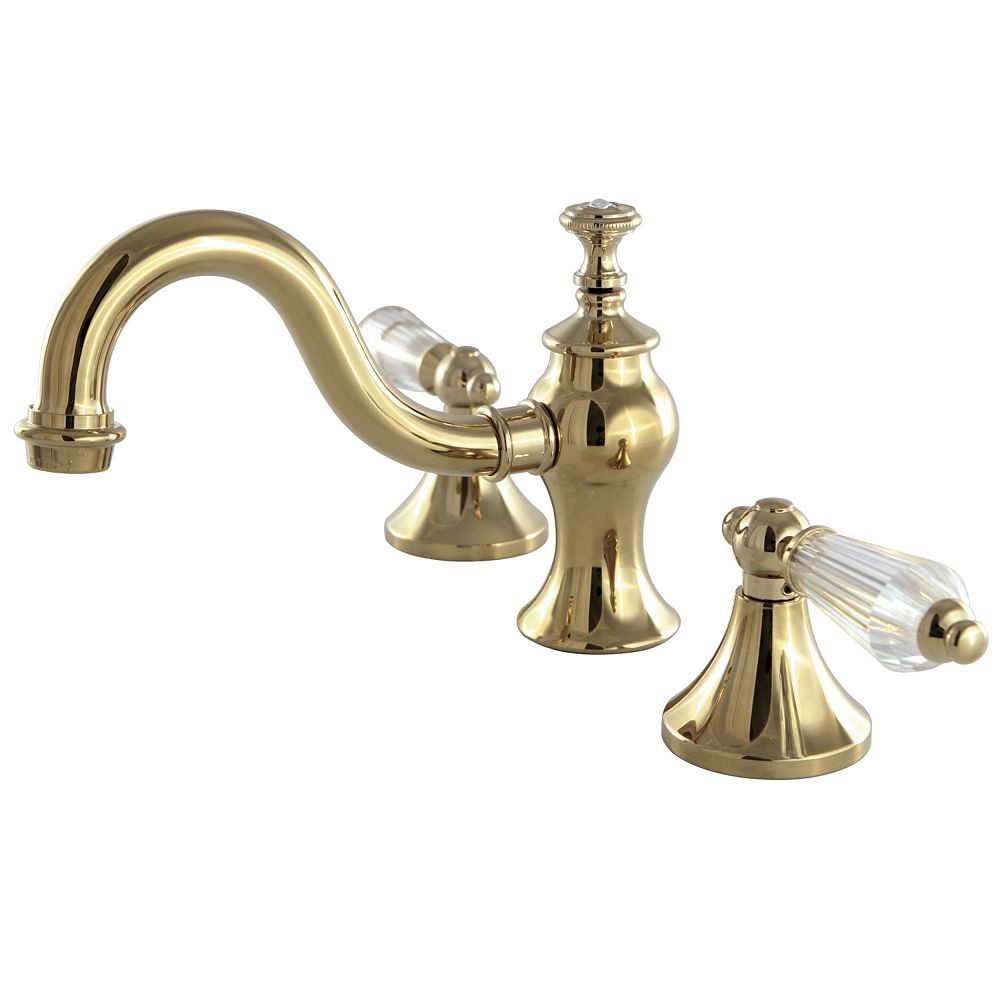 Kingston Brass Crystal Lever 8 in. Widespread 2-Handle High-Arc ...