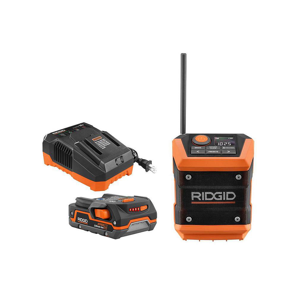RIDGID 18V Cordless Mini Bluetooth Radio with 1.5 Ah Battery | The Home ...