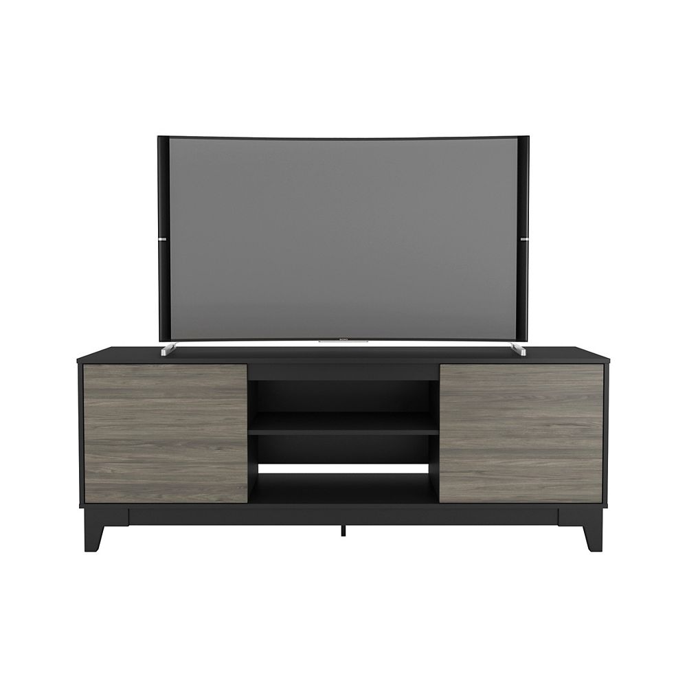 Nexera Rhapsody 72 inch TV Stand, Black and Bark Grey | The Home Depot ...