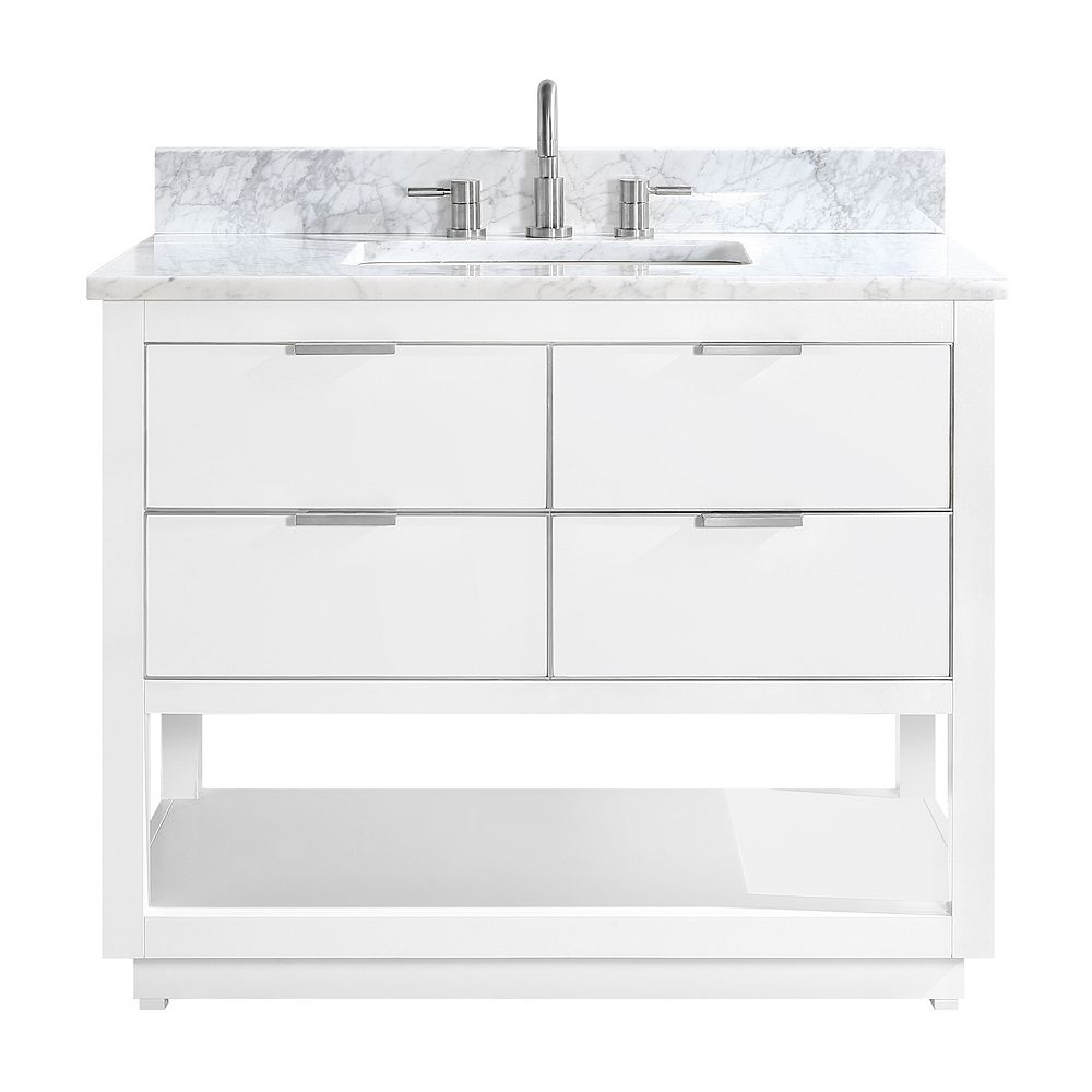 Avanity Allie 43 inch Vanity Combo in White with Silver Trim and ...