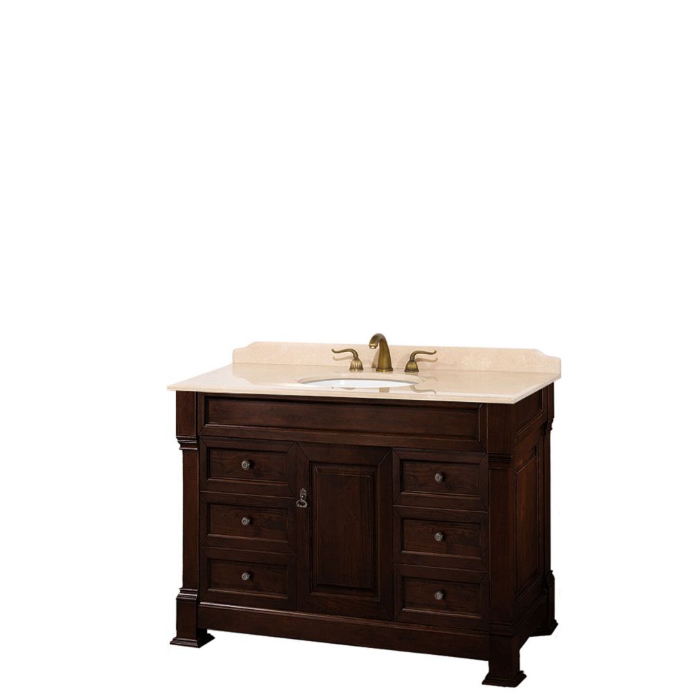 Wyndham Collection Andover 48 inch Single Vanity in Dark Cherry, Ivory ...