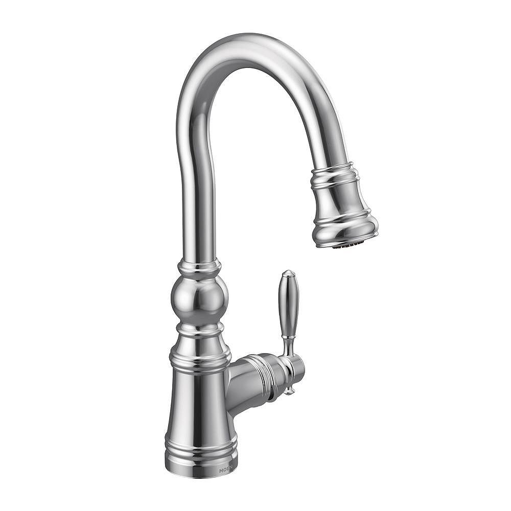 MOEN Weymouth Single-Handle pull-down Bar Faucet In Chrome | The Home ...