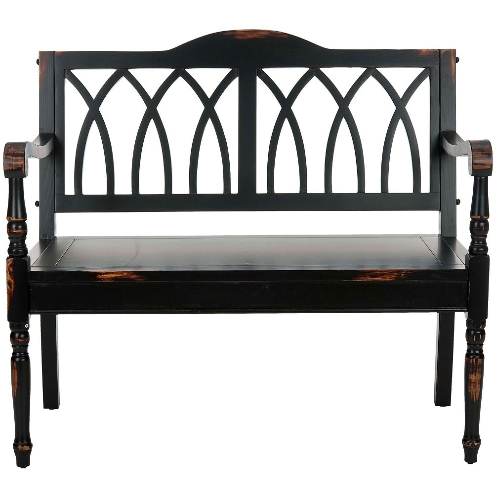 Safavieh Benjamin Distressed Black Bench | The Home Depot Canada