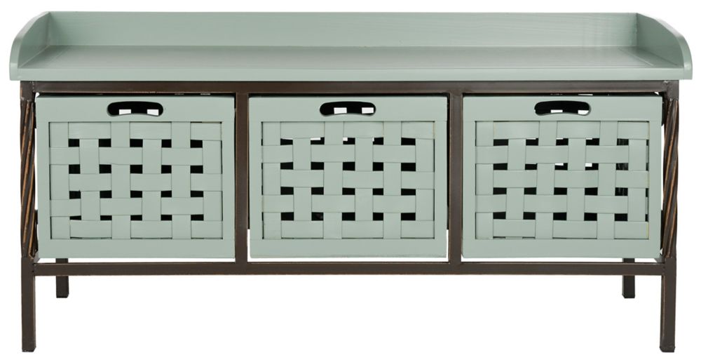 Safavieh Isaac Dusty Green Storage Bench | The Home Depot Canada