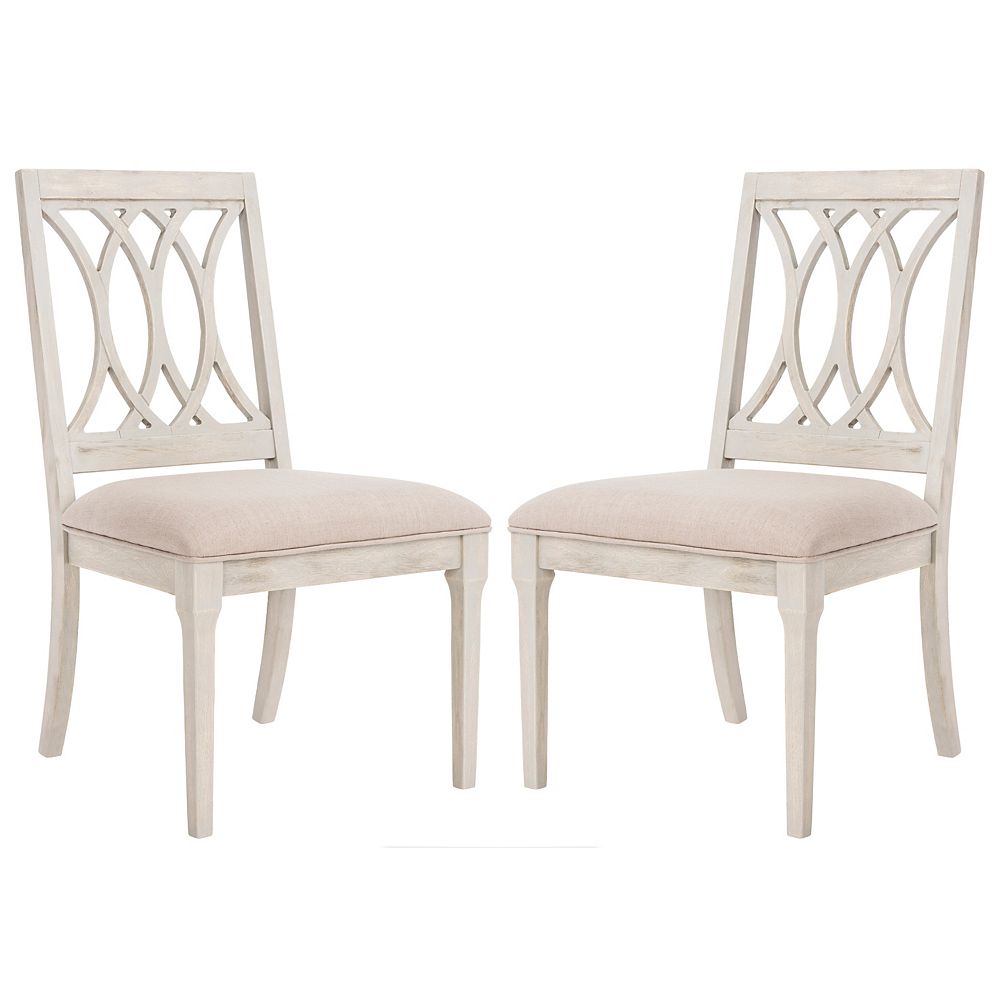 Safavieh Selena Taupe/Rustic Gray 19 in. H Linen Side Chair (Set of 2 ...