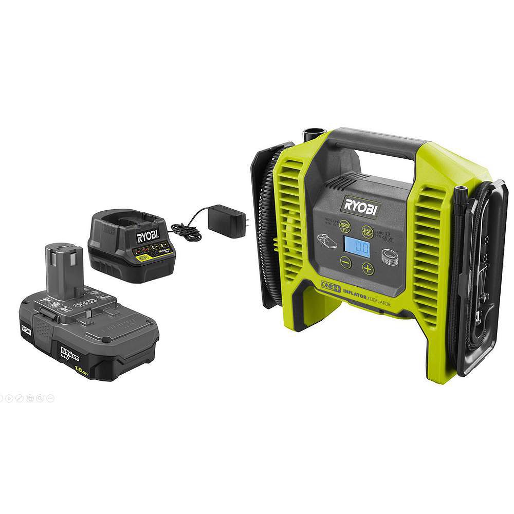 RYOBI 18V Dual Function Inflator/Deflator with 1.5 Ah Battery and ...
