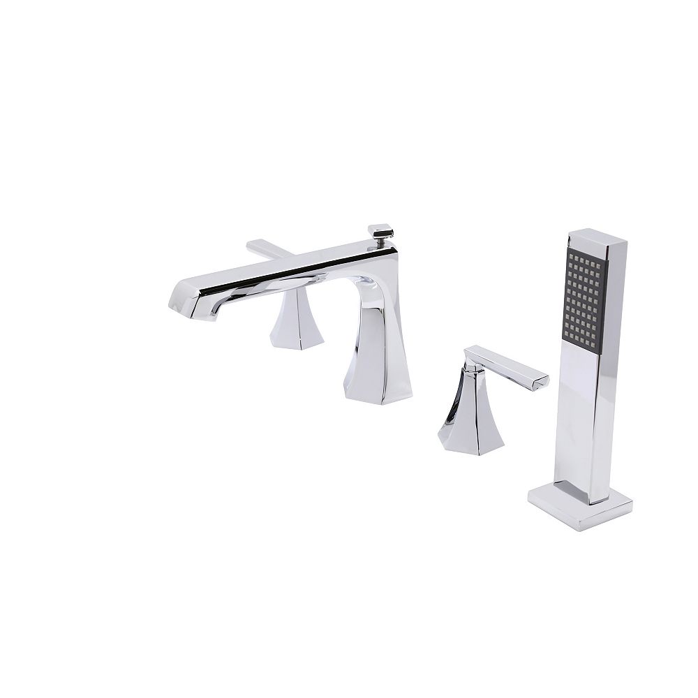 ANZZI Shine Series 2-Handle Deck-Mount Roman Tub Faucet with Handheld ...