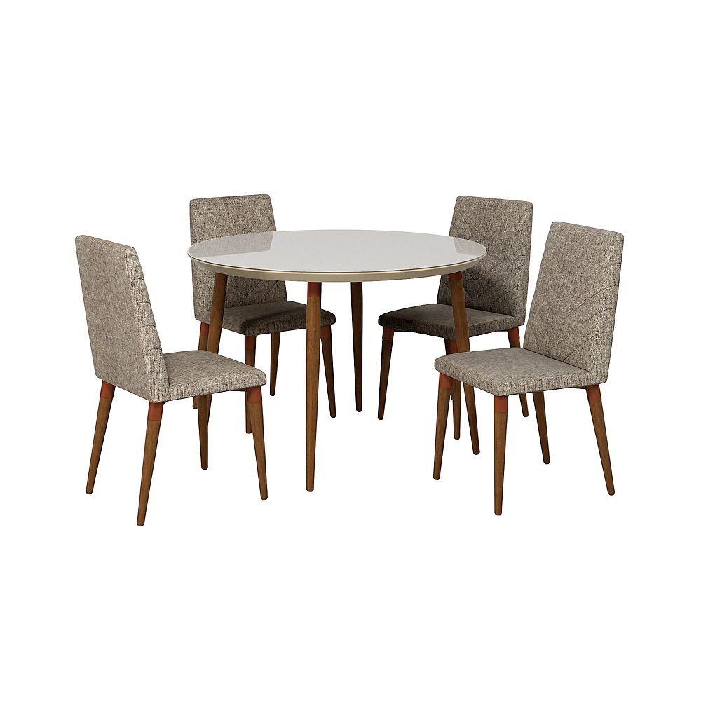 Manhattan Comfort Utopia 45.28 Round Dining Table Set of 5 in Off White ...