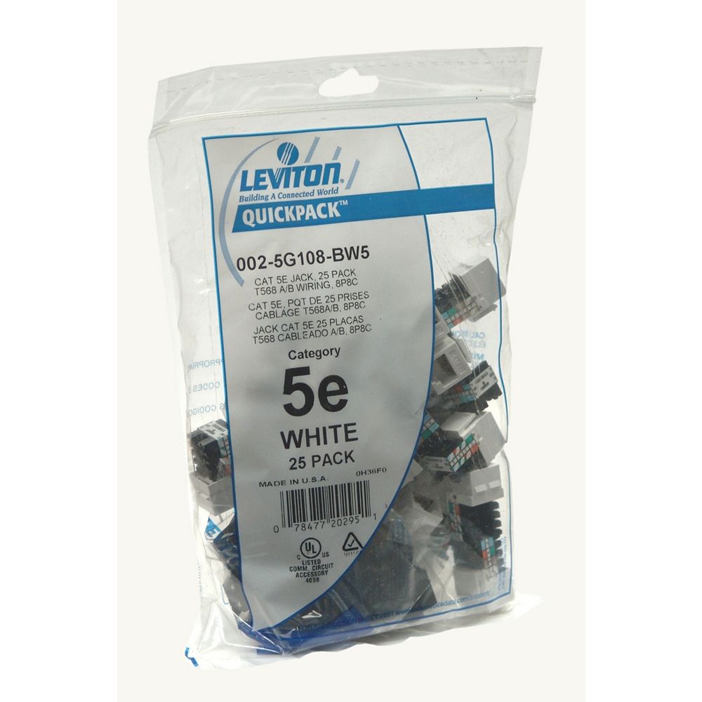 Leviton GigaMax 5e QuickPort Connector Quickpack, CAT 5e, 25-pack ...