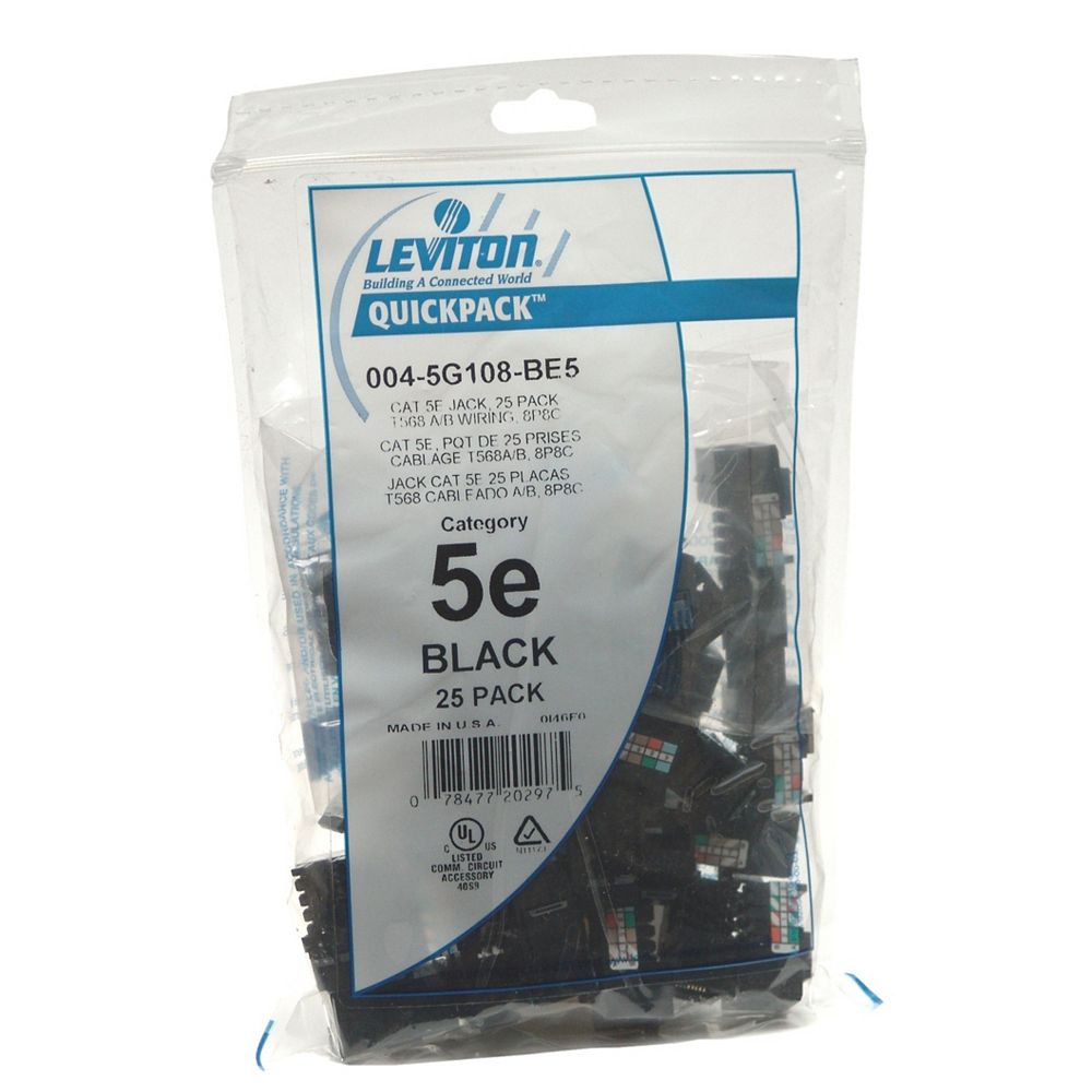 Leviton GigaMax 5e QuickPort Connector Quickpack, CAT 5e, 25-pack ...
