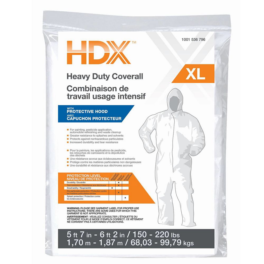 HDX Heavy Duty Coverall w Hood XL | The Home Depot Canada