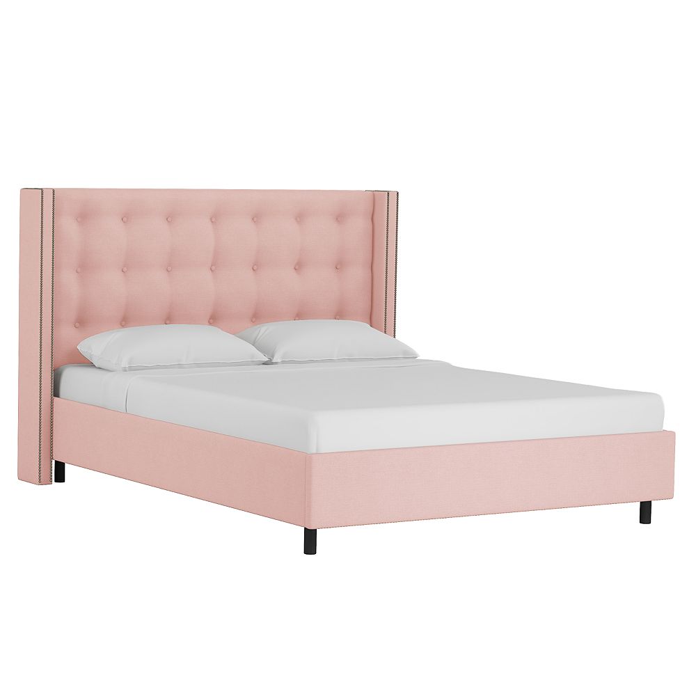 Skyline Furniture Full Button Tufted Wingback Platform Bed With Nail