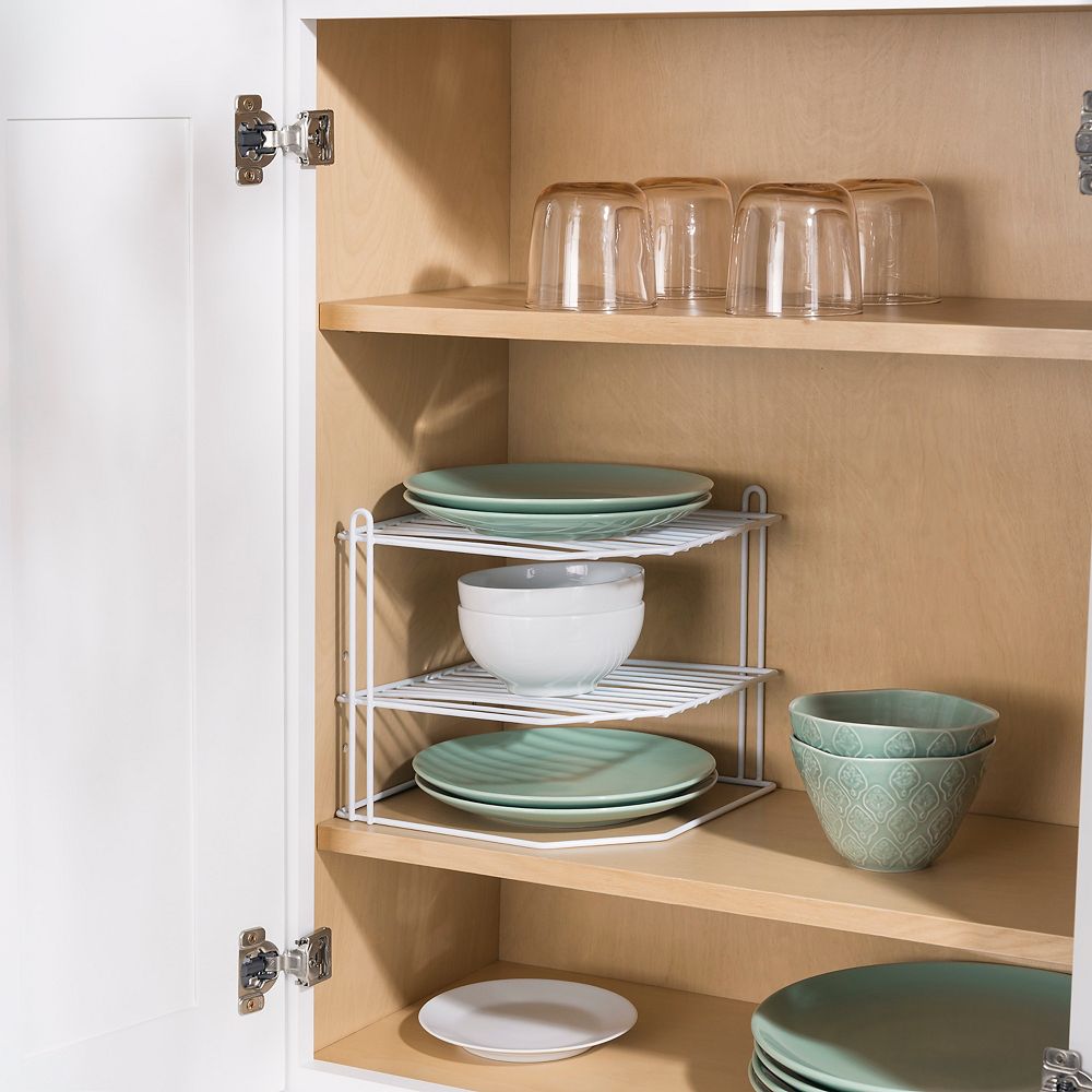Home Basics 3 Tier Vinyl Coated Steel Corner Organizing Storage Rack ...